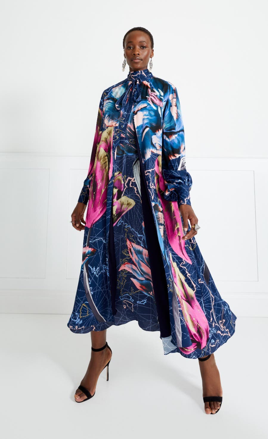 Dora Print Coat - Dark Sapphire | Coats and Jackets | Temperley London ...