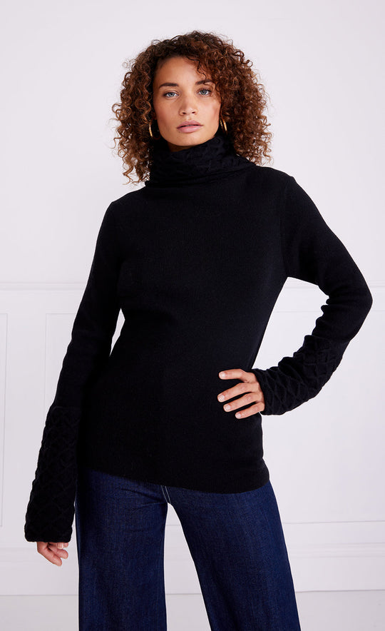 Honeycomb Knit Jumper - Black | Knitwear | Temperley London – Temperley ...